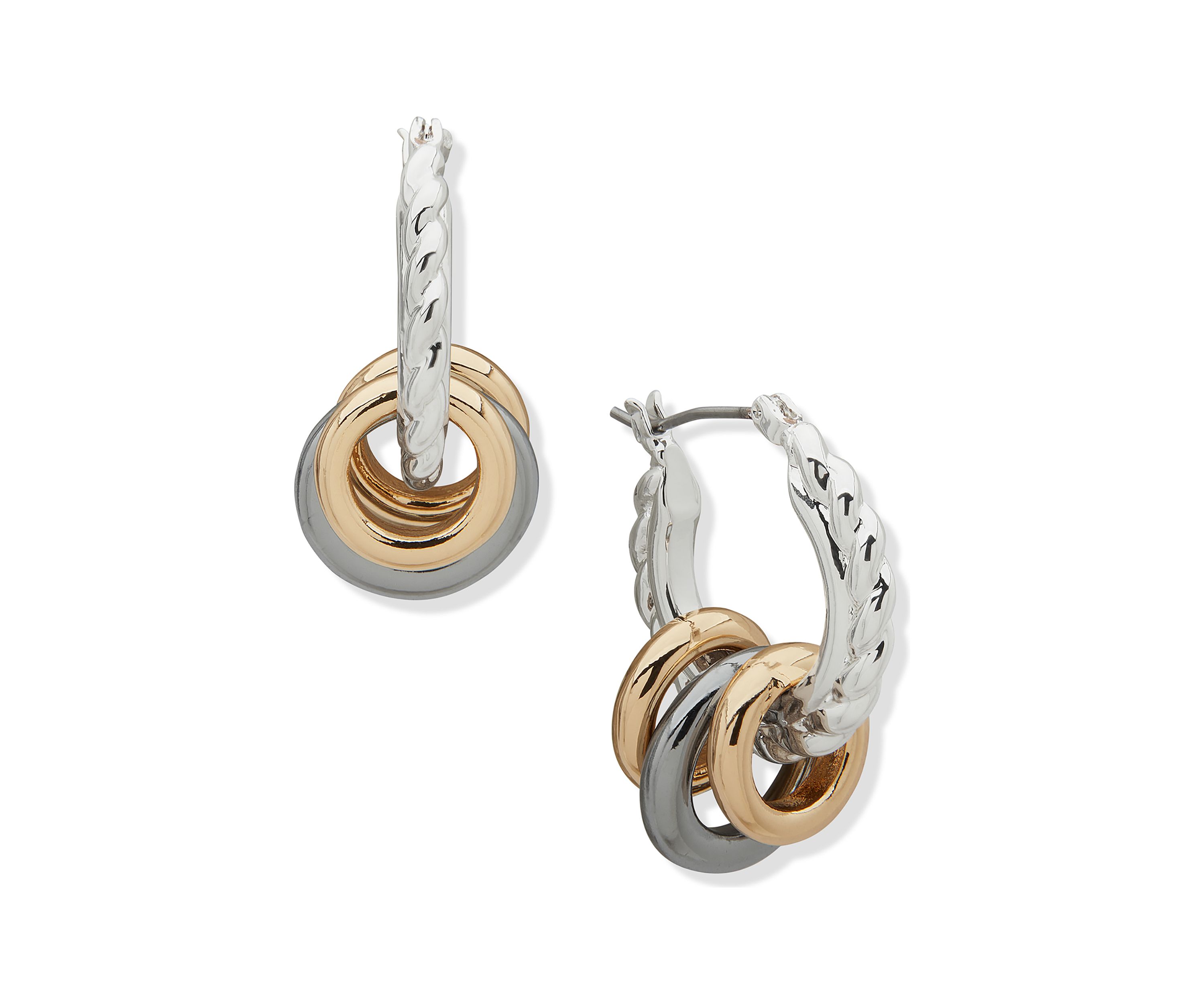 Nine West Tri Tone Multi Hoop Click Top Earrings | Belk