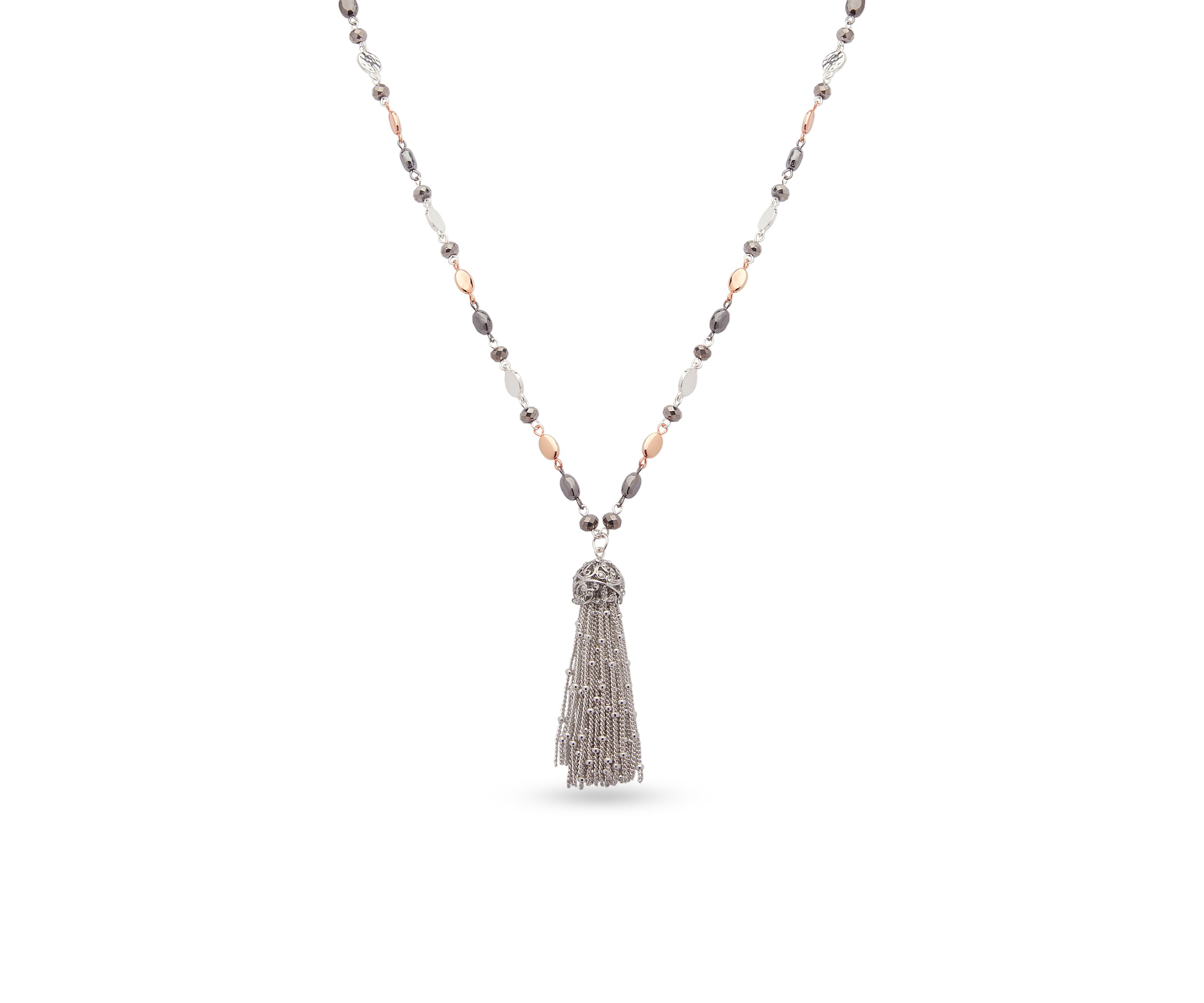 Nine West Tri-Tone Metal Basics Tassel Pendant Necklace | Belk