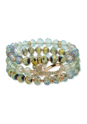 Lonna & Lilly Gold Tone Green 3 Row Stretch Bracelet | Belk
