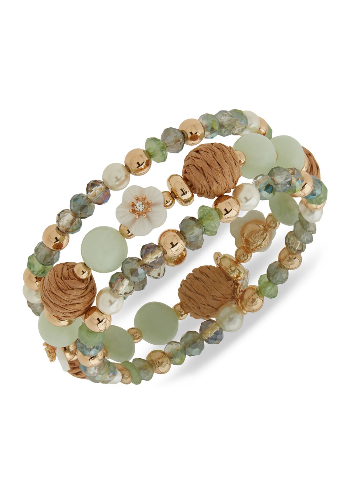 Lonna & Lilly Gold Tone Beaded Flower Stretch Bracelet Set | Belk
