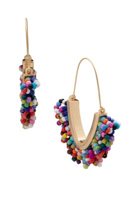 Lonna & Lilly Gold Tone Multi Colored Hoop with Bead Drops Earrings | belk