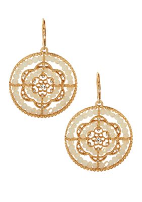 Lonna & Lilly Gold Tone White Large Bead Drop Earrings | belk