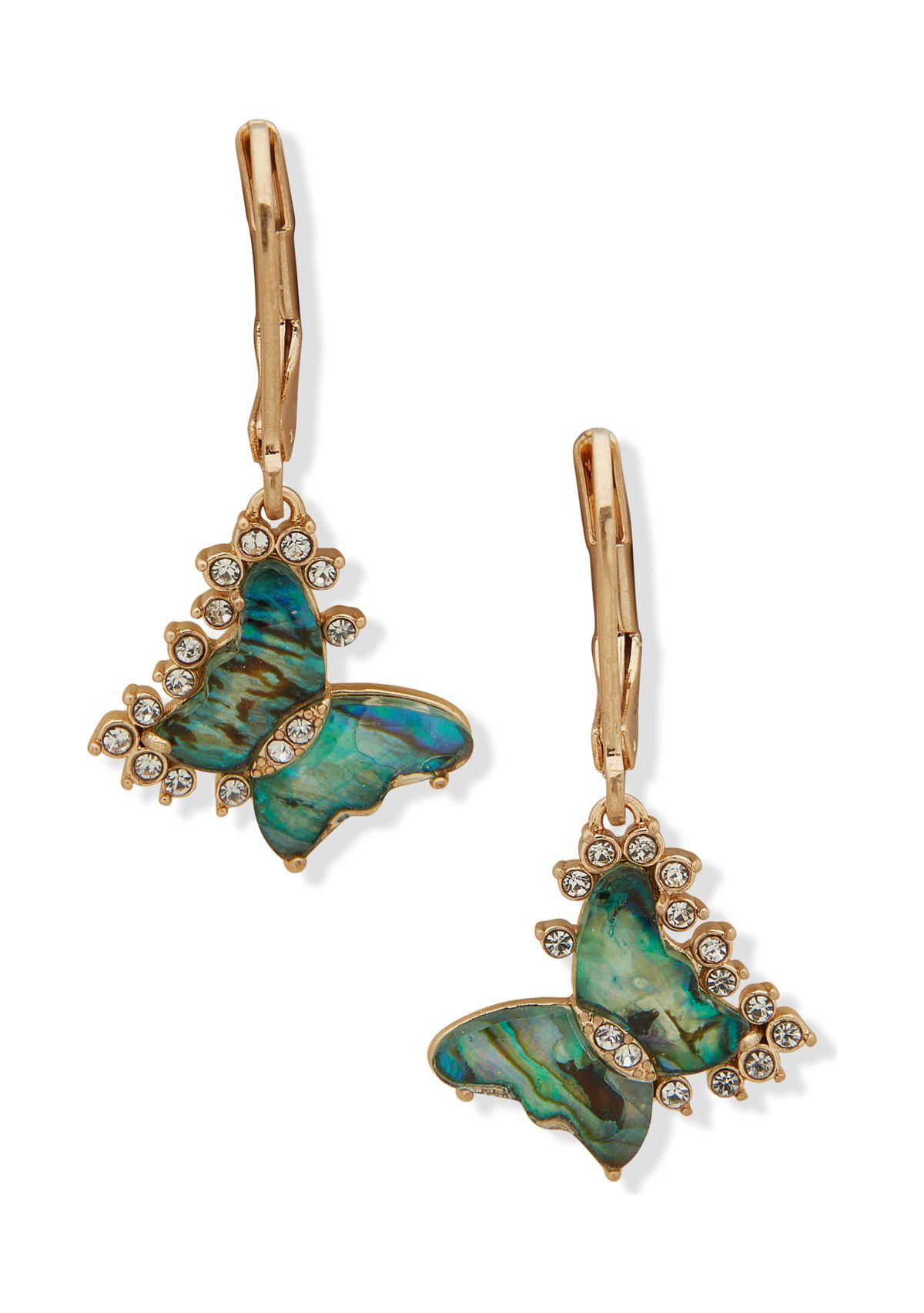 Lonna & Lilly Gold Tone Blue Green Butterfly Drop Earrings | Belk