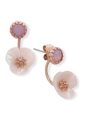 Lonna & Lilly Rose Gold Tone Pink Mop Flower Frontal Earrings | belk