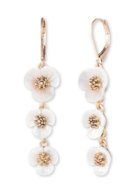 Lonna & Lilly Gold Tone White Flower Linear Earrings | belk