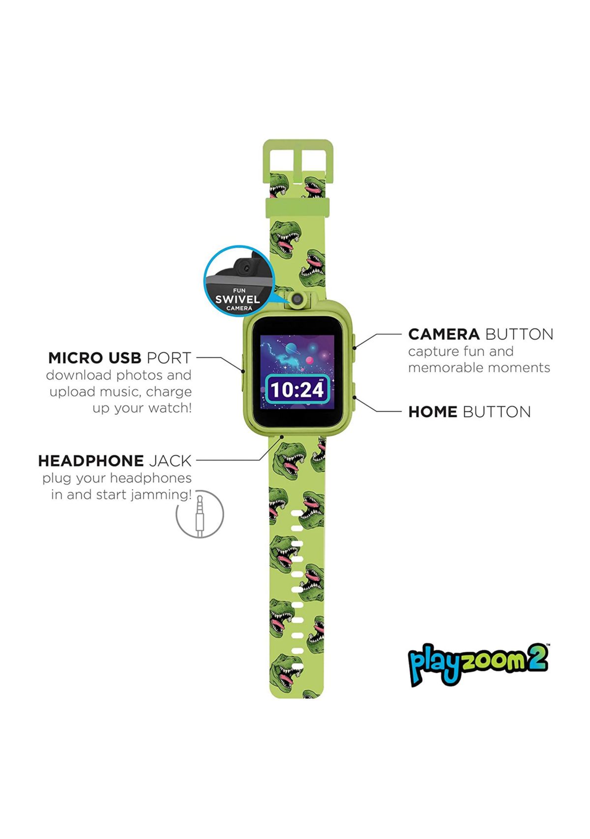iTouch PlayZoom 2 Kids Smartwatch: Green Dinosaur Print | Belk