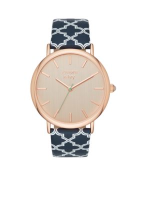 Crown & Ivy™ Women's Round Rose Gold-Tone Cilia 3-Hand Watch | belk