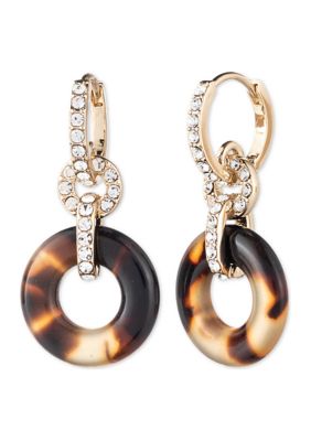 Lauren Ralph Lauren Gold Tone Tort with Crystal Pavé Long Drop Earrings | belk