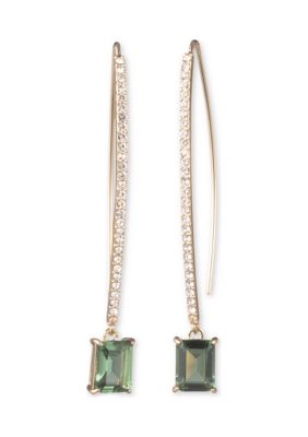 Lauren Ralph Lauren Gold Tone Erinite Pave Stone Threader Earrings | belk