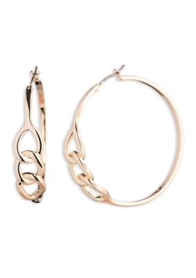 Lauren Ralph Lauren Gold Tone 40 Millimeter Gold Link Hoop Earrings | belk