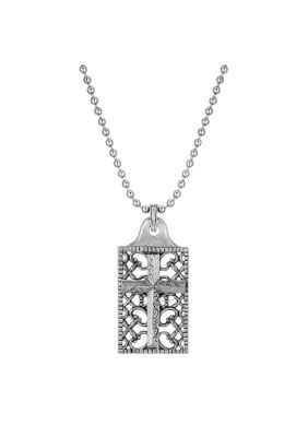 1928 Jewelry Pewter Cross Square Dog Tag Pendant 22" | Belk