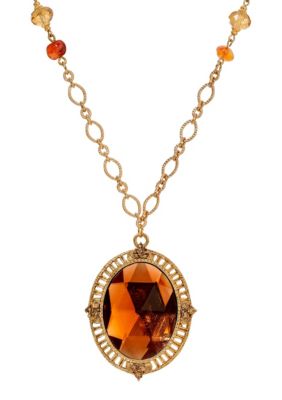 1928 Jewelry Gold Tone Oval Colorado Pendant 28" | Belk