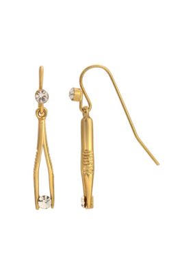 1928 Jewelry Gold Tone Tweezer Crystal Wire Earrings | belk