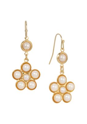 1928 Jewelry 14K Gold Dipped Faux Pearl Wire Earrings | belk