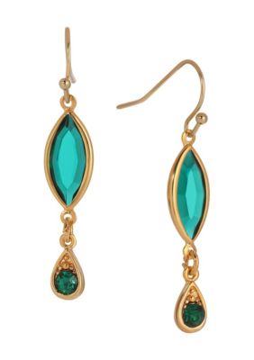 1928 Jewelry Green Navette Crystal Wire Earrings | Belk
