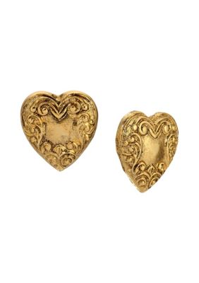 1928 Jewelry Gold Tone Heart Wire Earrings | belk