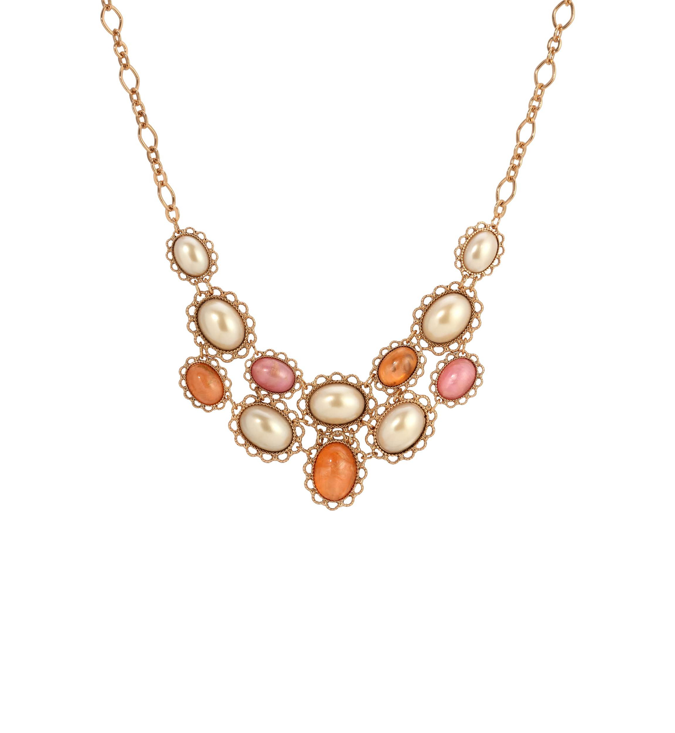1928 Jewelry Multi-Color Oval Stone Necklace 16" Adj. | Belk