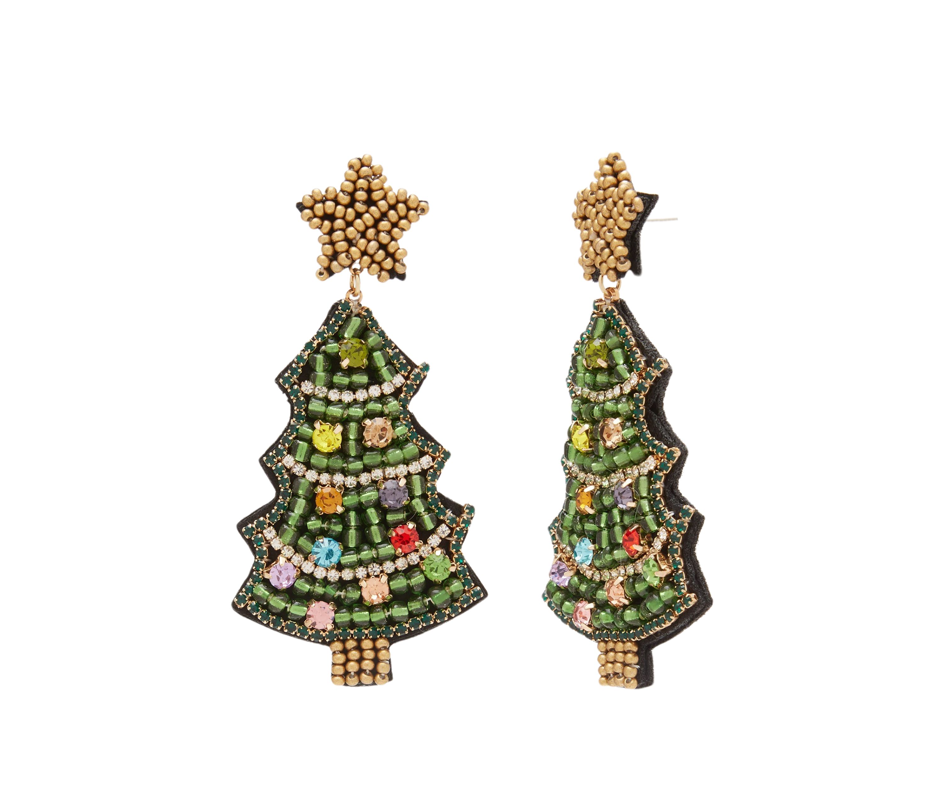 Belk Gold Tone Green Tree Stone Earrings | Belk
