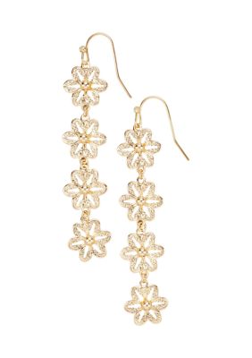 Belk Gold Tone Flower Linear Drop Earrings | belk