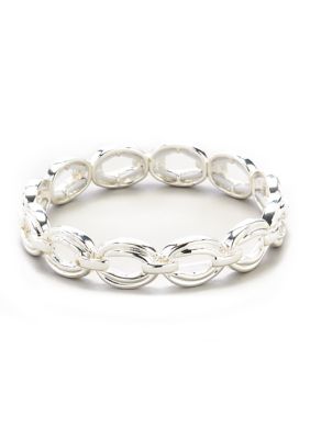 Napier Silver Tone Silver Laces Stretch Bracelet | belk