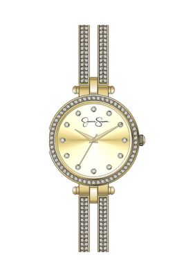 Jessica Simpson Crystal Double Arm Adjustable Bangle Watch | belk