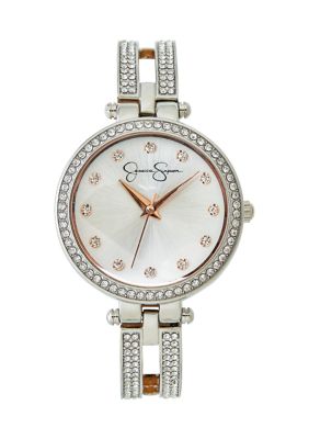 Jessica Simpson Crystal Double Arm Adjustable Bangle Watch | belk