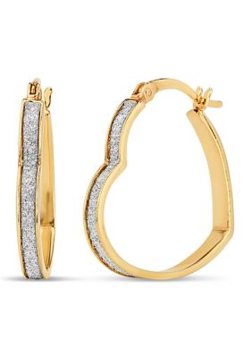 Designs by Helen Andrews Sterling Silver Two Tone Glitter Heart Hoop ...