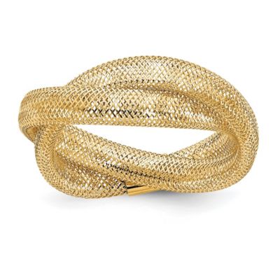 Luxury Giftware by Jere 14K Yellow Gold Twisted Woven Mesh Stretch Ring ...