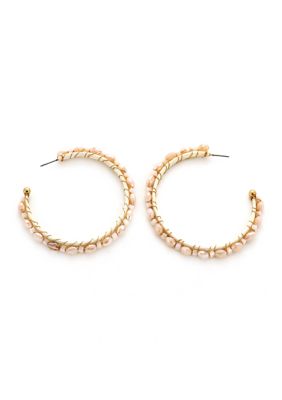 Belk Ivory Crystal Wire Wrap Hoop Earrings | belk