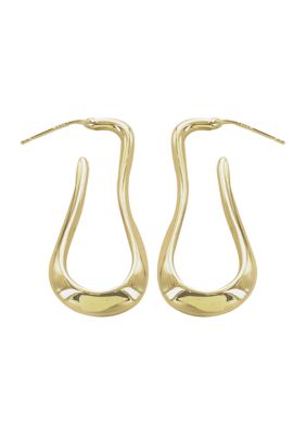 Belk Gold Plated Organic Linear Hoop Earrings | belk
