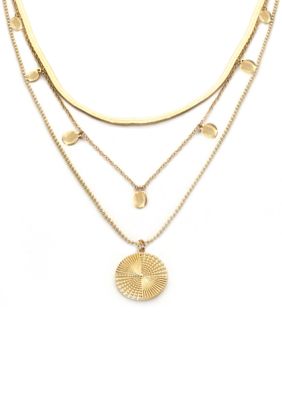 Belk Gold Plated Three Row Disk Pendant Necklace | belk