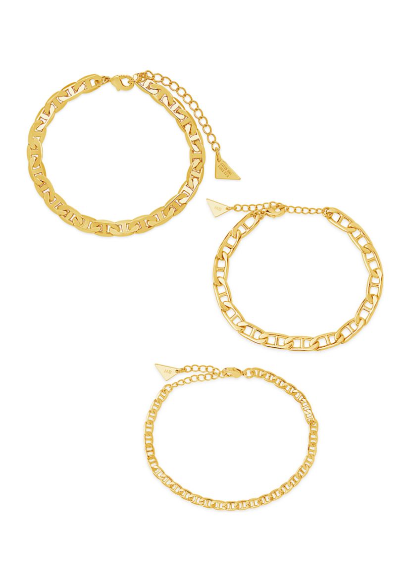 STERLING FOREVER Anchor Chain Bracelet Set | Belk