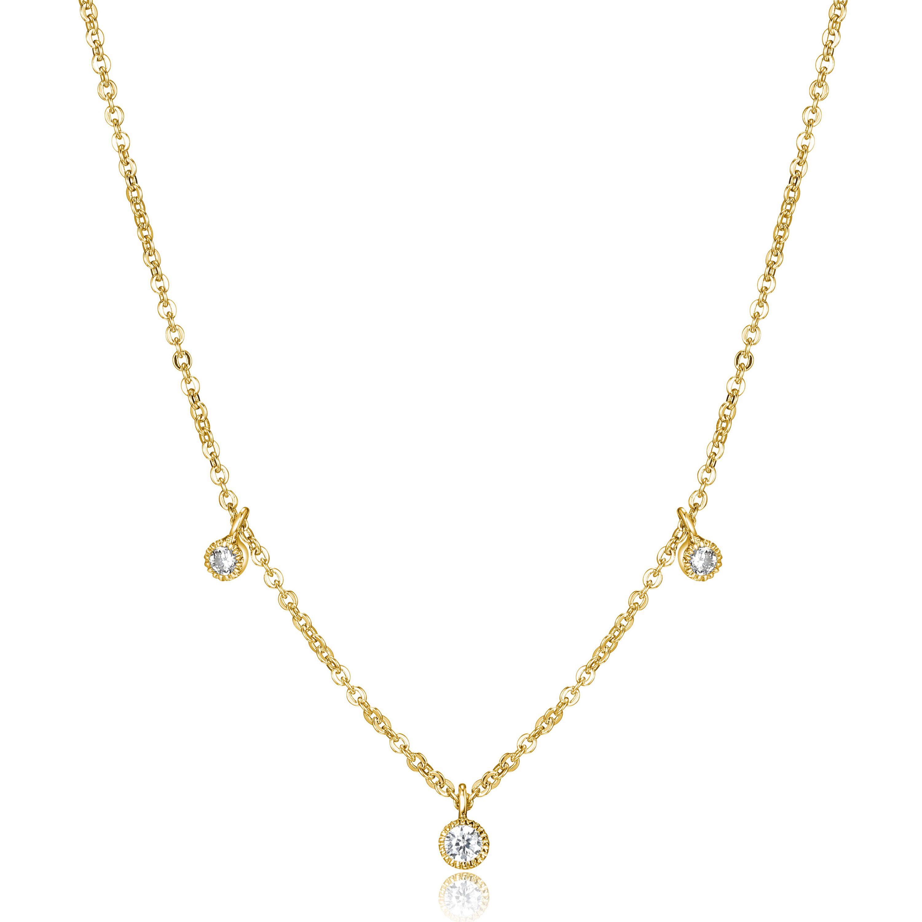 Aurealis 18K Gold Over Sterling Silver Three-Stone Necklace | Belk