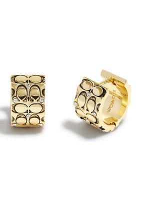 COACH Quilted C Swarovski® Crystals Huggie Earrings | belk
