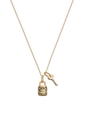 COACH Quilted Padlock & Key Necklace | belk