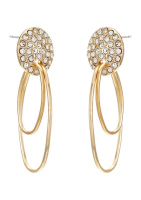 Belk Gold Tone Crystal Double Hoop Disc Earrings | belk