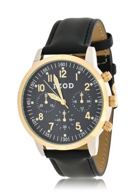 IZOD IZOD Men's Black Strap Watch with Two Tone Case | belk