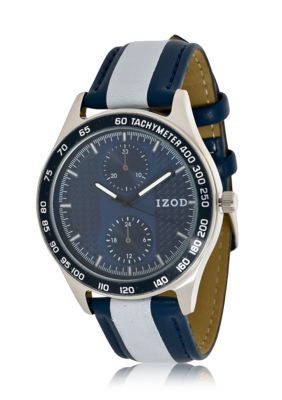 IZOD IZOD Men's Blue w Gray Stripe Strap Watch | belk