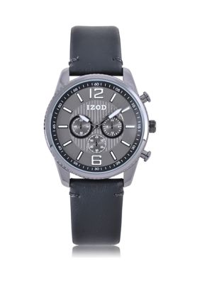 IZOD IZOD Black Strap Watch w Faux Chronograph | belk