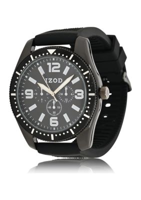 IZOD IZOD Black Textrured Silicone Starp Watch | belk