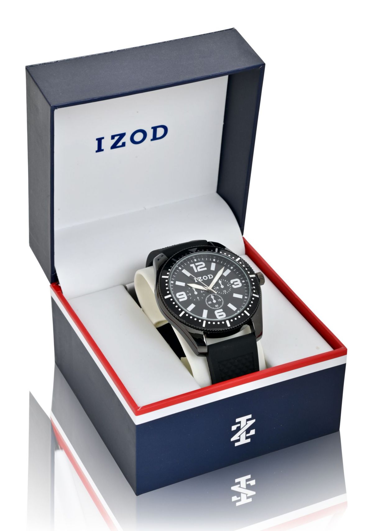 IZOD IZOD Black Textrured Silicone Starp Watch | Belk