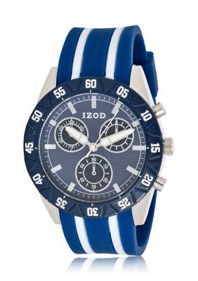 IZOD IZOD Men's Blue and White Striped Rubber Strap Watch | belk
