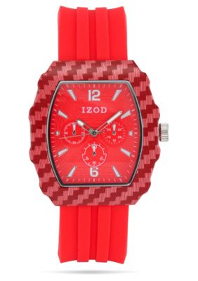 IZOD IZOD Adult Mens Analog Watch w Red Rubber Strap in Red Model ...