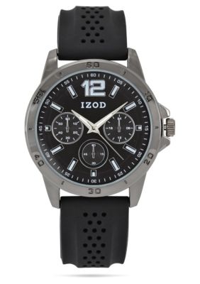 IZOD IZOD Adult Mens Analog Watch w Black Rubber Strap in Gunmetal ...