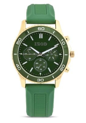 IZOD IZOD Adult Mens Analog Watch w Green Rubber Strap in Gold Model ...