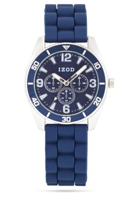 IZOD IZOD Adult Mens Analog Watch w Blue Rubber Strap in Silver Model ...