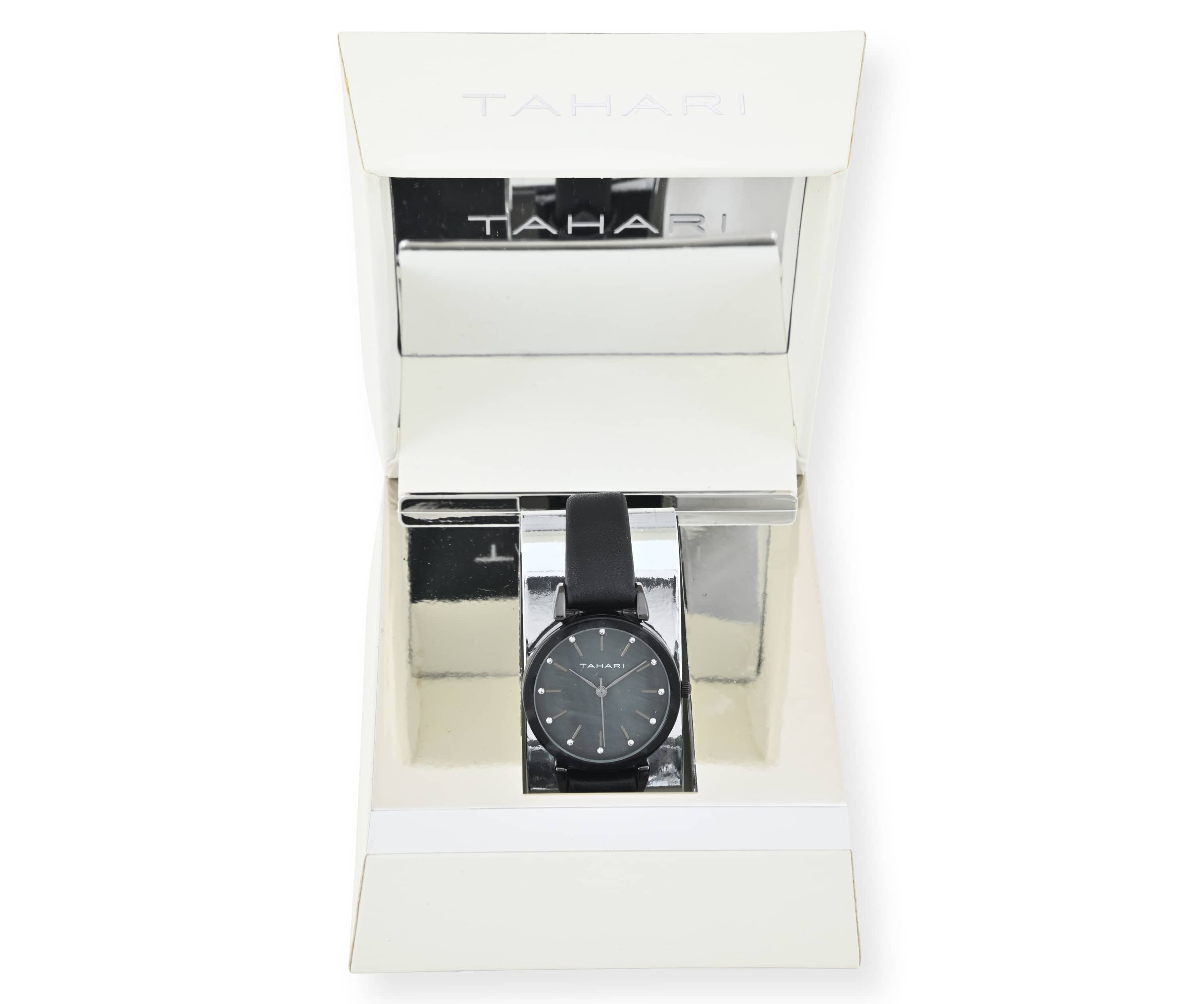 Tahari Tahari Adult Womens Analog Watch w Gunmetal Case and Black Strap Model# TAH3050 | Belk