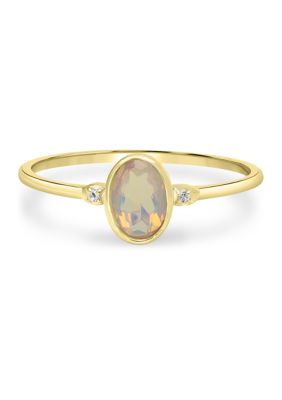 Belk Silverworks Gold over Sterling Silver Opal and White Topaz Oval ...