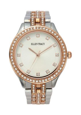 Ellen Tracy Silver and Rose Gold Tone Watch | belk
