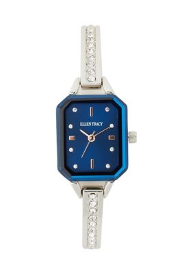 Ellen Tracy Silver Tone 20 Millimeter Faceted Bezel Watch | belk